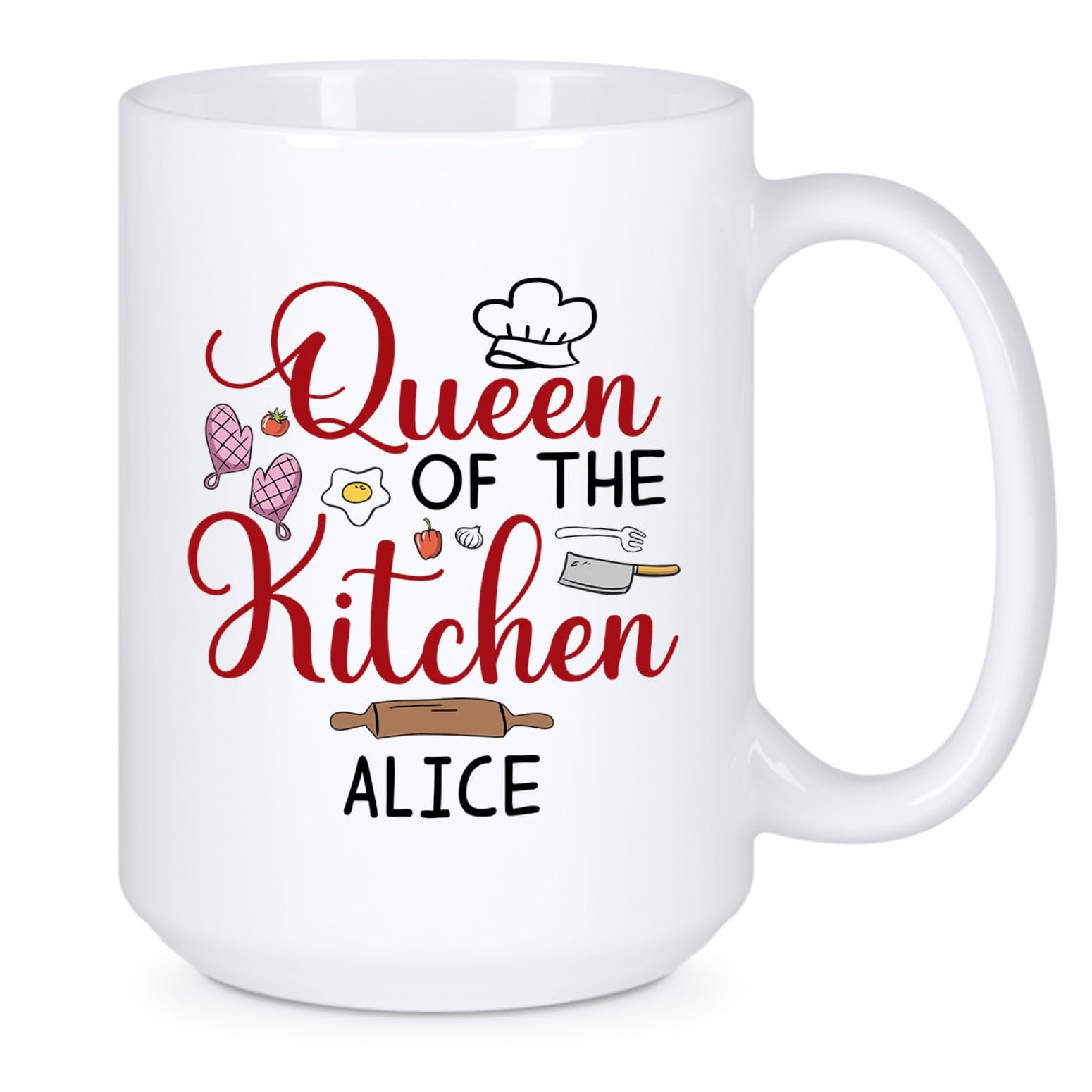 Amazon.com: Queen Of The Kitchen Ceramic Cup - Customized Chef Coffee ...