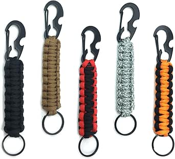 Amazon.com: 5Pcs Paracord Keychains, Carabiner Keychains Braided ...