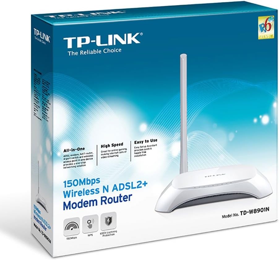 TP-Link TD-W8901N 150Mbps Wireless N ADSL2+ Modem Router (White/Grey ...
