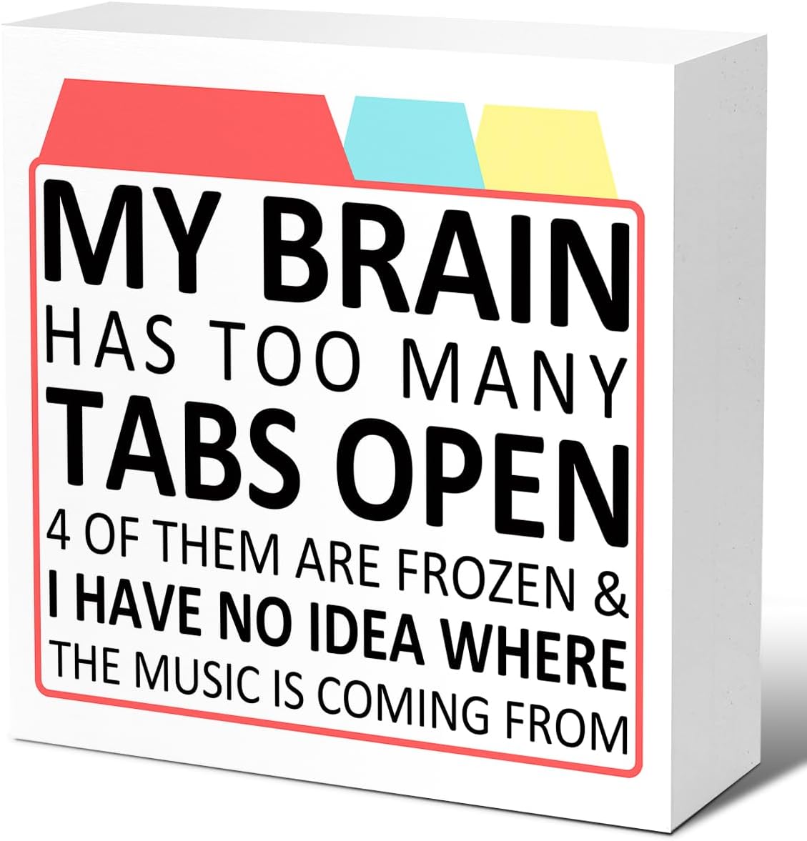 Amazon.com: LVQHI Funny ADHD Gifts Wood Box sign Desk Decor, My Brain ...