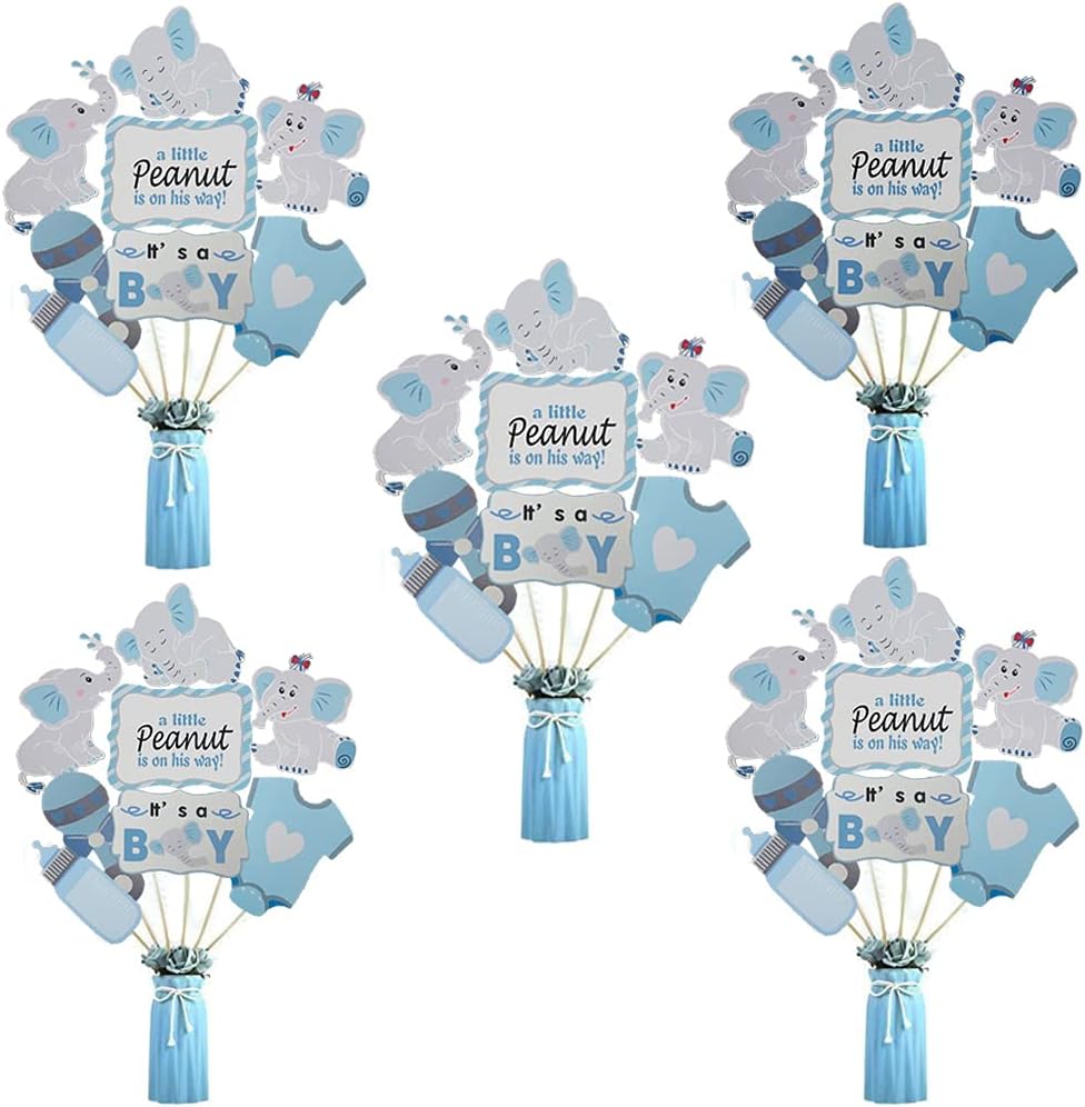 Amazon.com: LEBERY 24pcs Blue Elephant Centerpiece Sticks, Baby Boy It ...