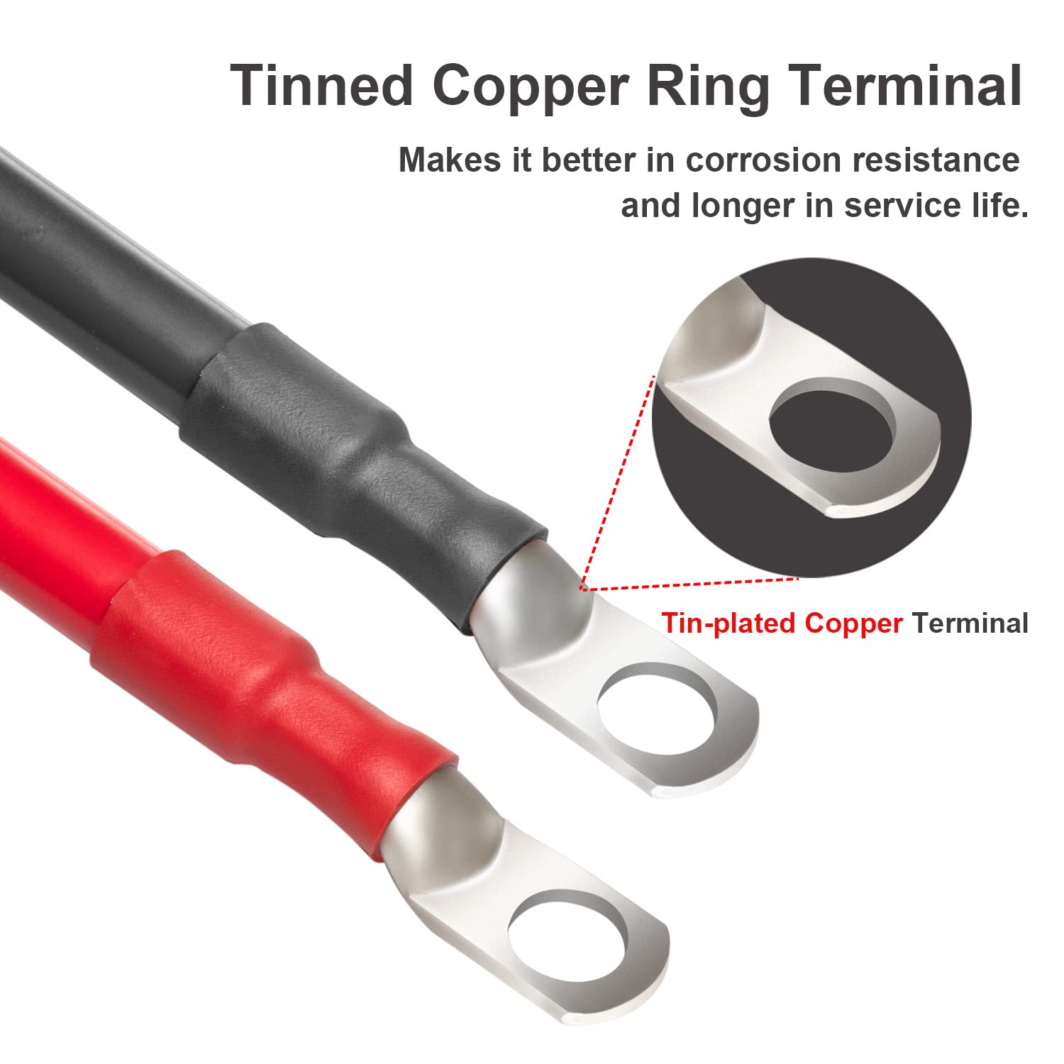 Snapklik.com : MILAPEAK 1/0 AWG Battery Cables, 2 Feet 1/0 Gauge Marine ...