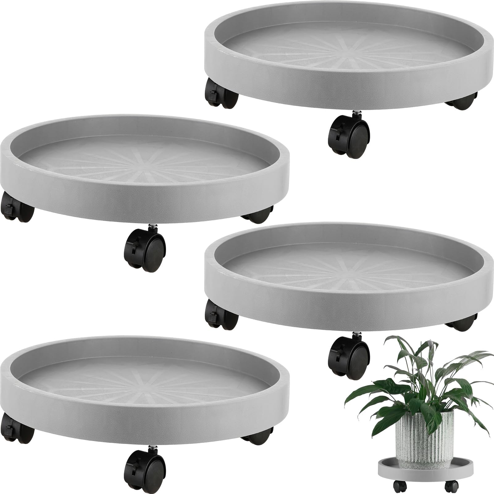 Amazon.com : Barydat 4 Pack 14" Wooden Plant Stand with Lockable Wheels ...