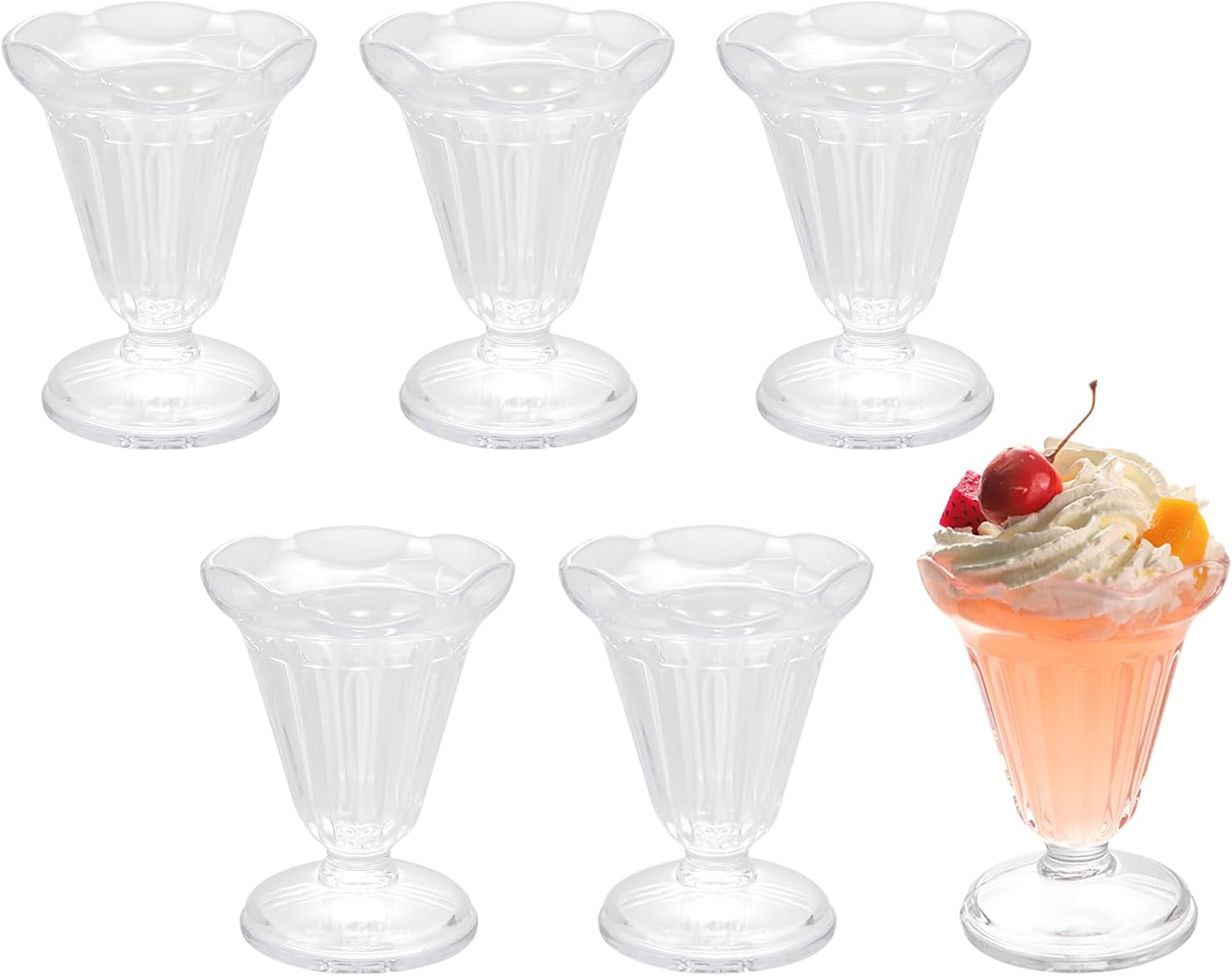 Amazon.com | Helfe 6-Pack Plastic Milkshake Cups Plastic Ice Cream ...