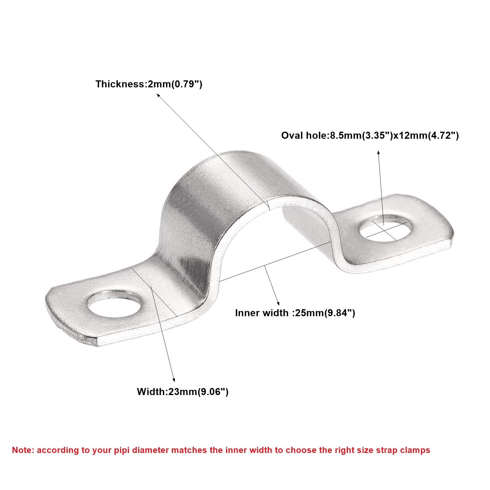 Snapklik.com : AKIHISA 1 Inch Heavy Duty 2 Hole U-Tube Strap Clamp,10 ...