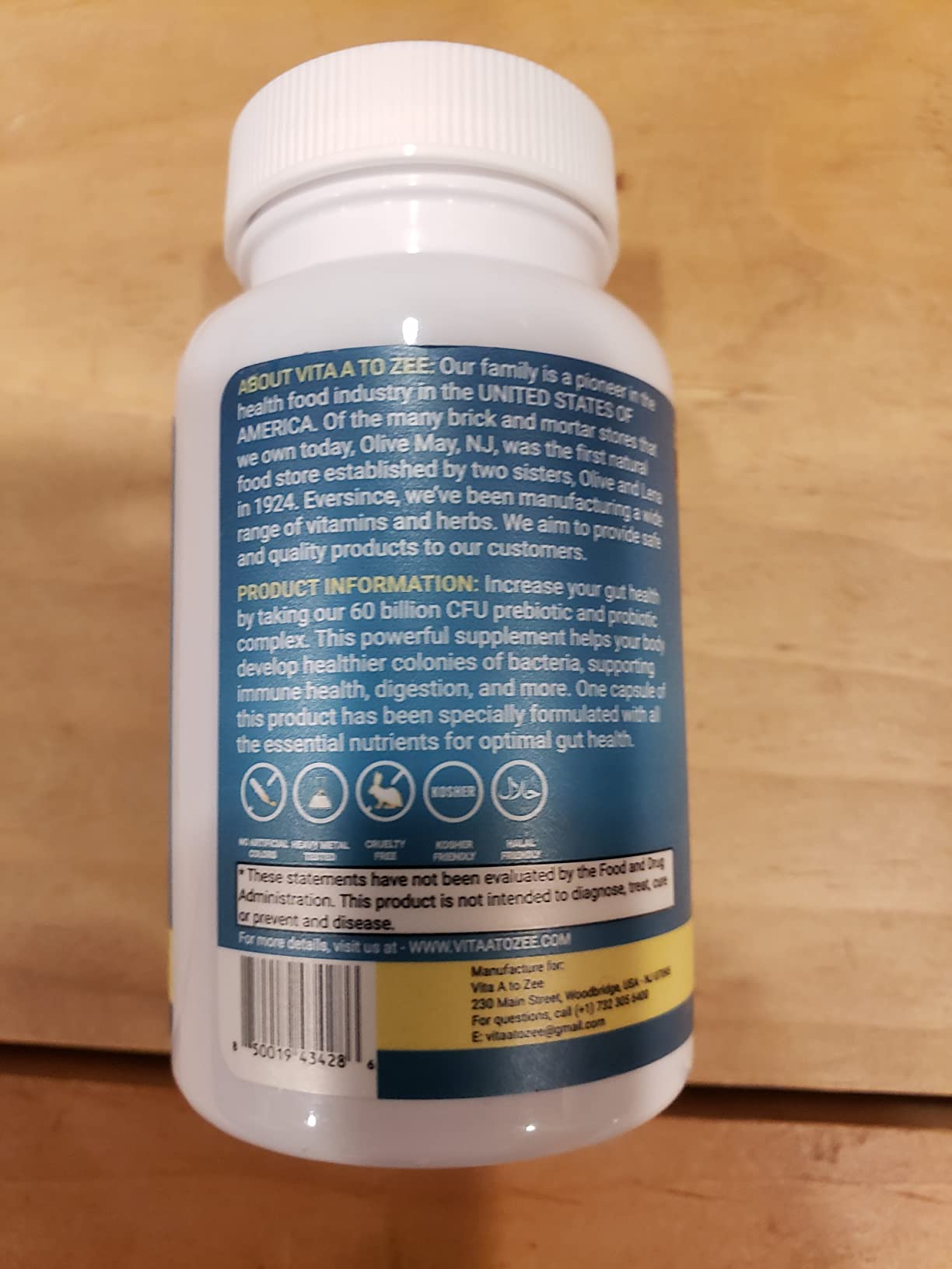 Amazon.com: Vita A to Zee Multi Strain Probiotics 60 Billion CFU with ...