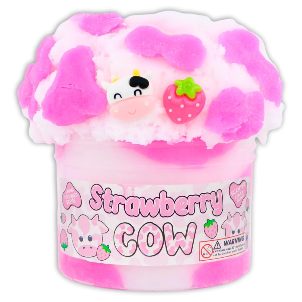 Amazon.com: Strawberry Cow - Cloud Textured Slime - Handmade in USA - Dope Slimes - Pink - 8 fl ...