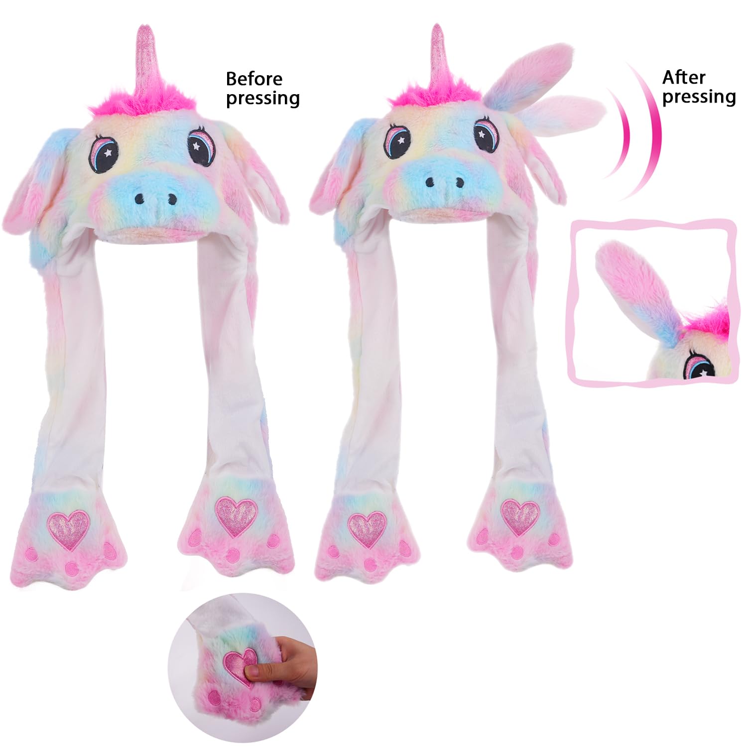 Snapklik.com : CICITOYWO Funny Plush Animal Unicorn Hat Ear Moving ...