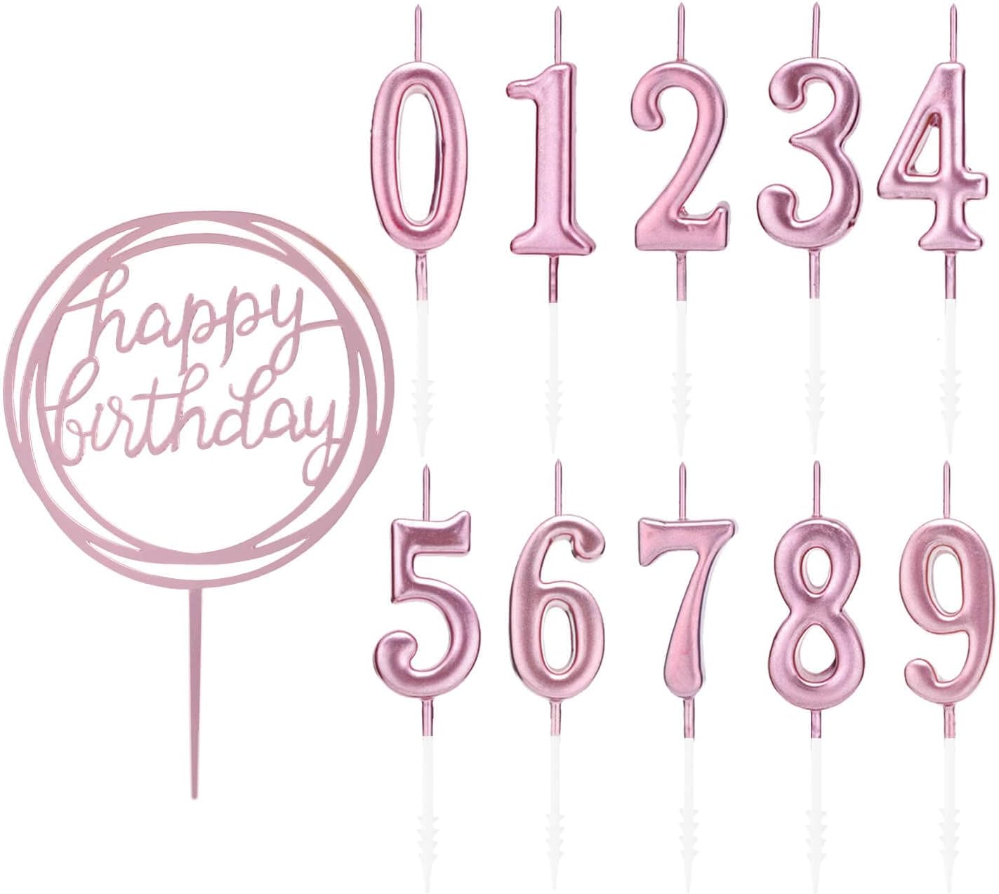 Amazon.com: 28 PCS Number Birthday Candles Pink Number Candles Cake ...