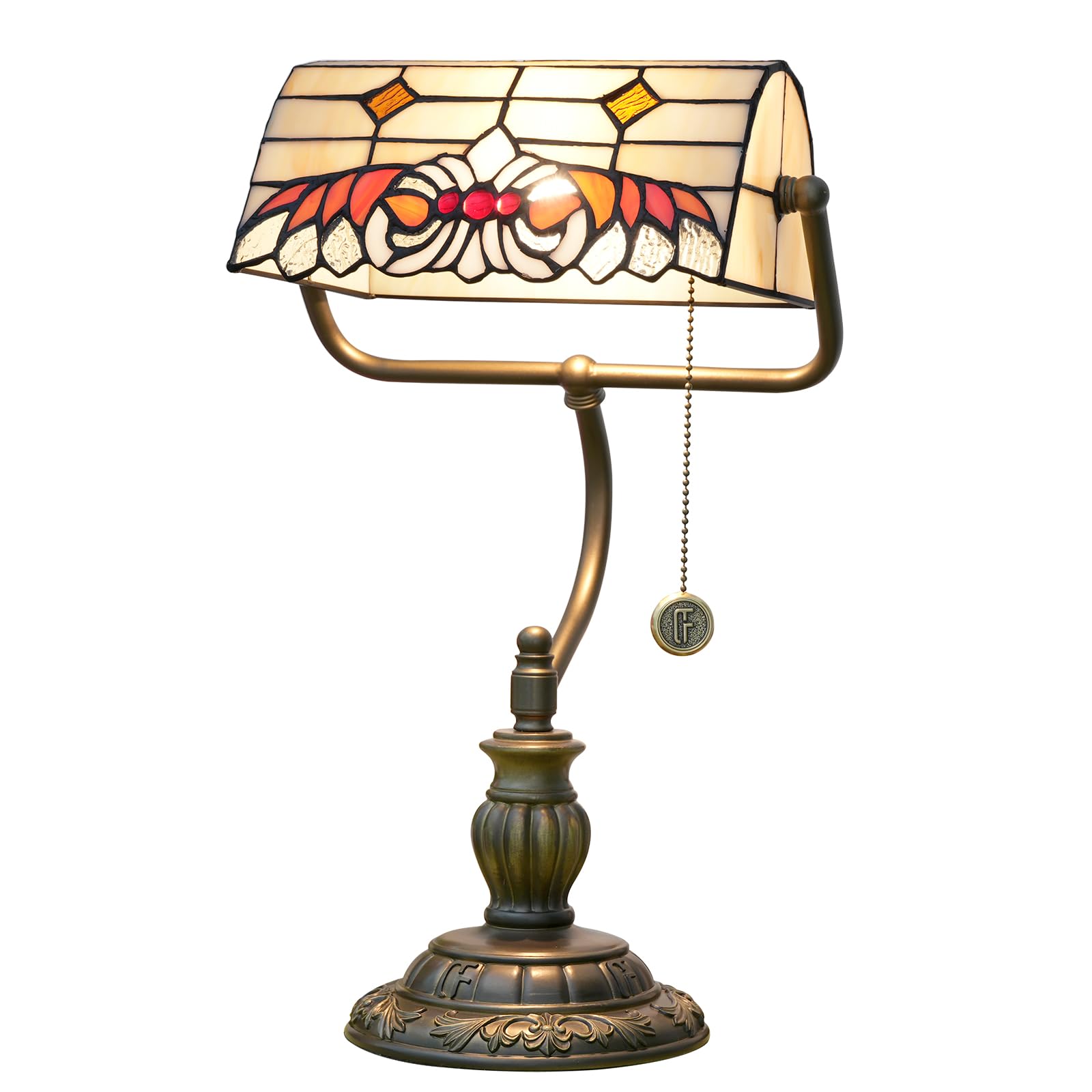 Blivuself Tiffany Style Bankers Table Lamp Stained Glass Vintage ...