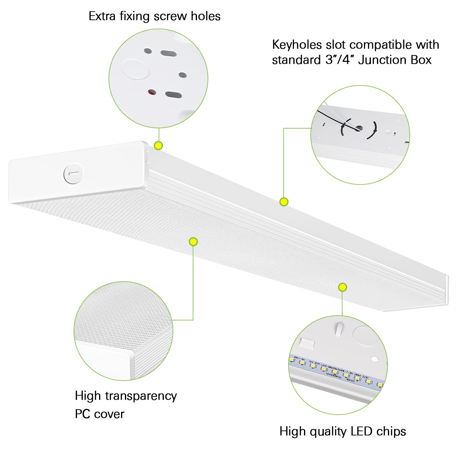 4FT LED Wraparound, 40W Shop Lights LED Shop Lights for Garage, 4400lm ...