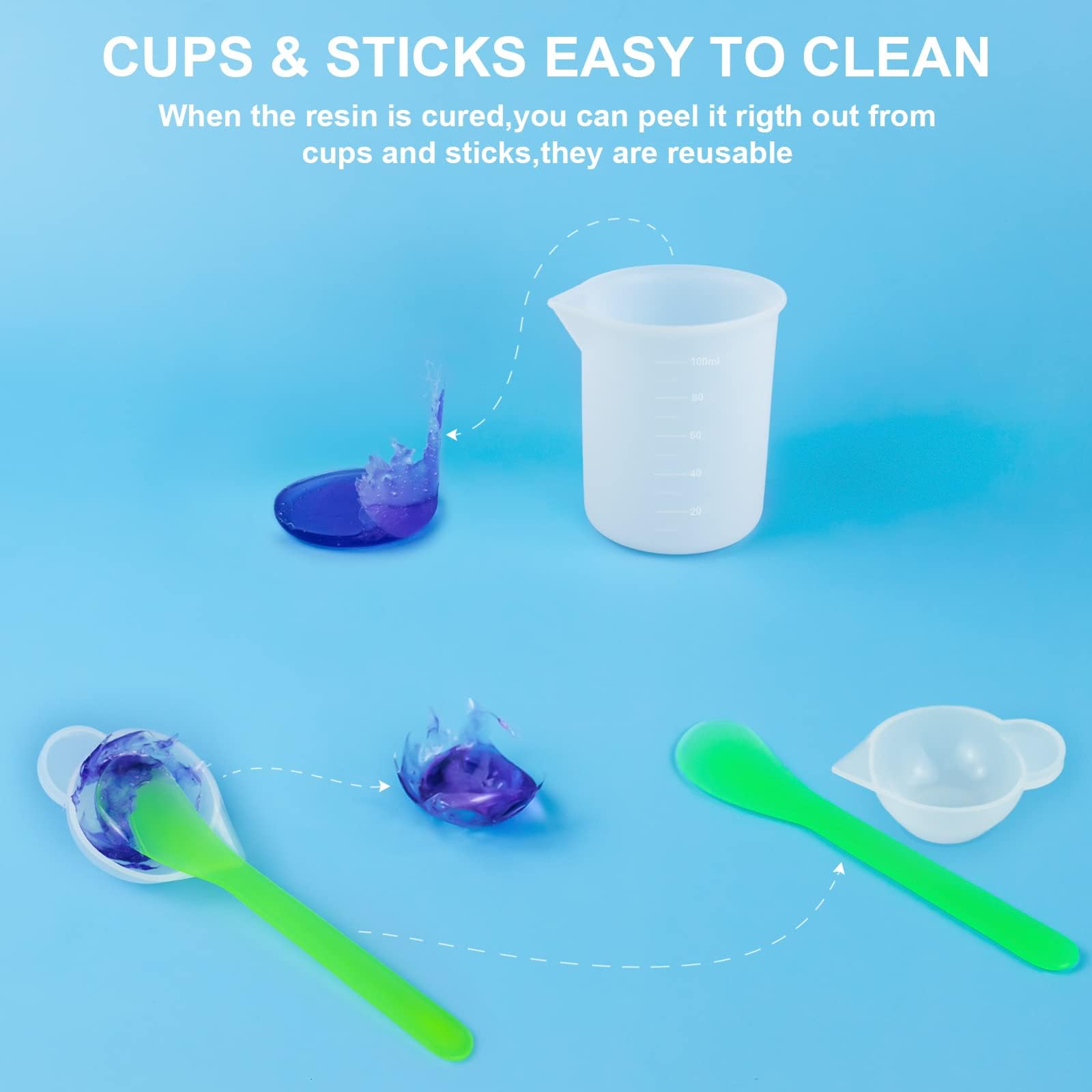 Resin Tools 36-Piece Epoxy Kit - Reusable Silicone Mixing Cups, Mats ...