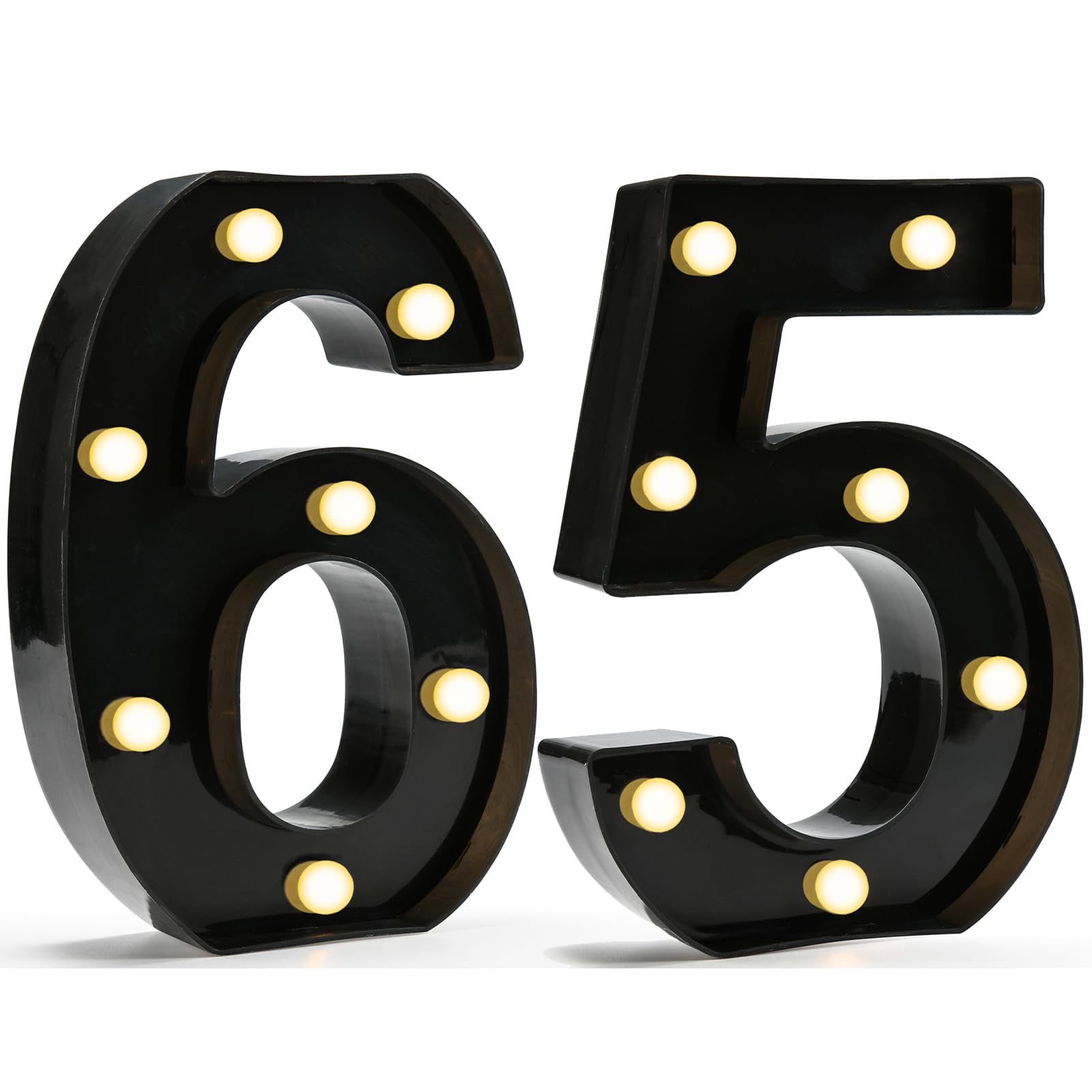 Pooqla Decorative Led Light Up Number Letters, Black Plastic Marquee ...