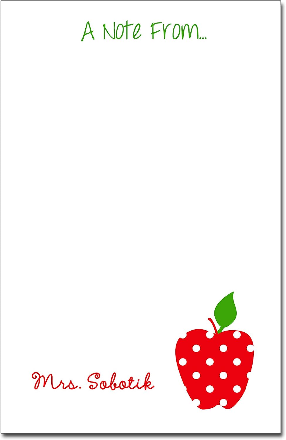 Amazon.com: Personalized Red Polka Dot Apple Notepad Teacher Gift ...