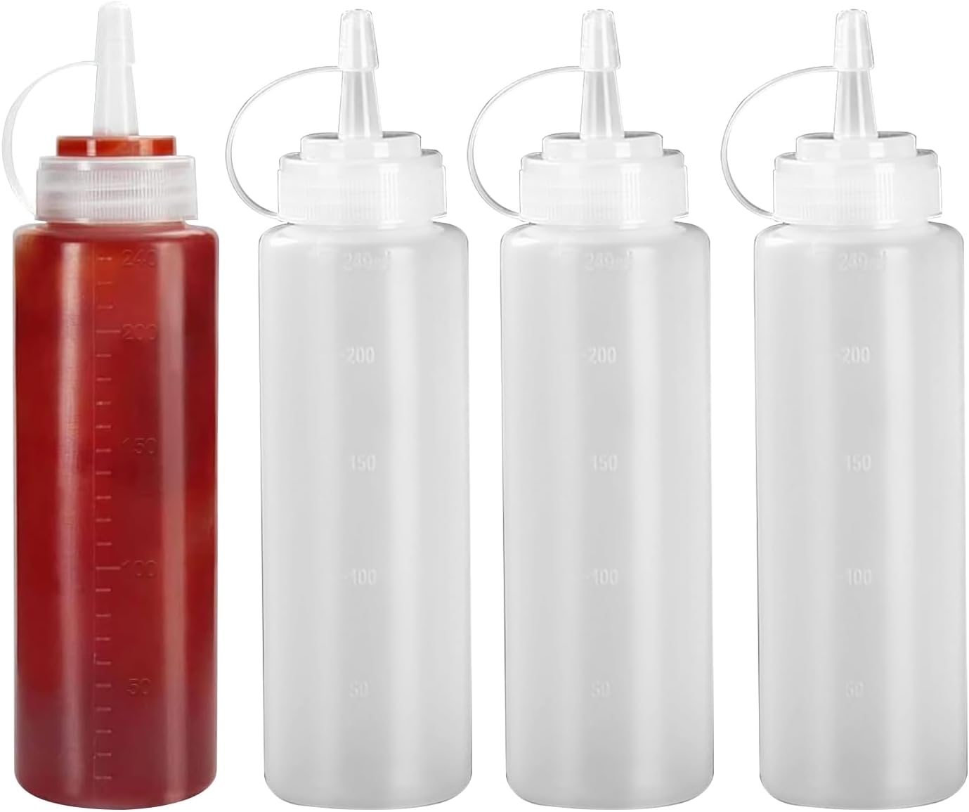 BRITECO 4 Pack 8oz Squeeze Bottles – Plastic Condiment Dispensers for ...