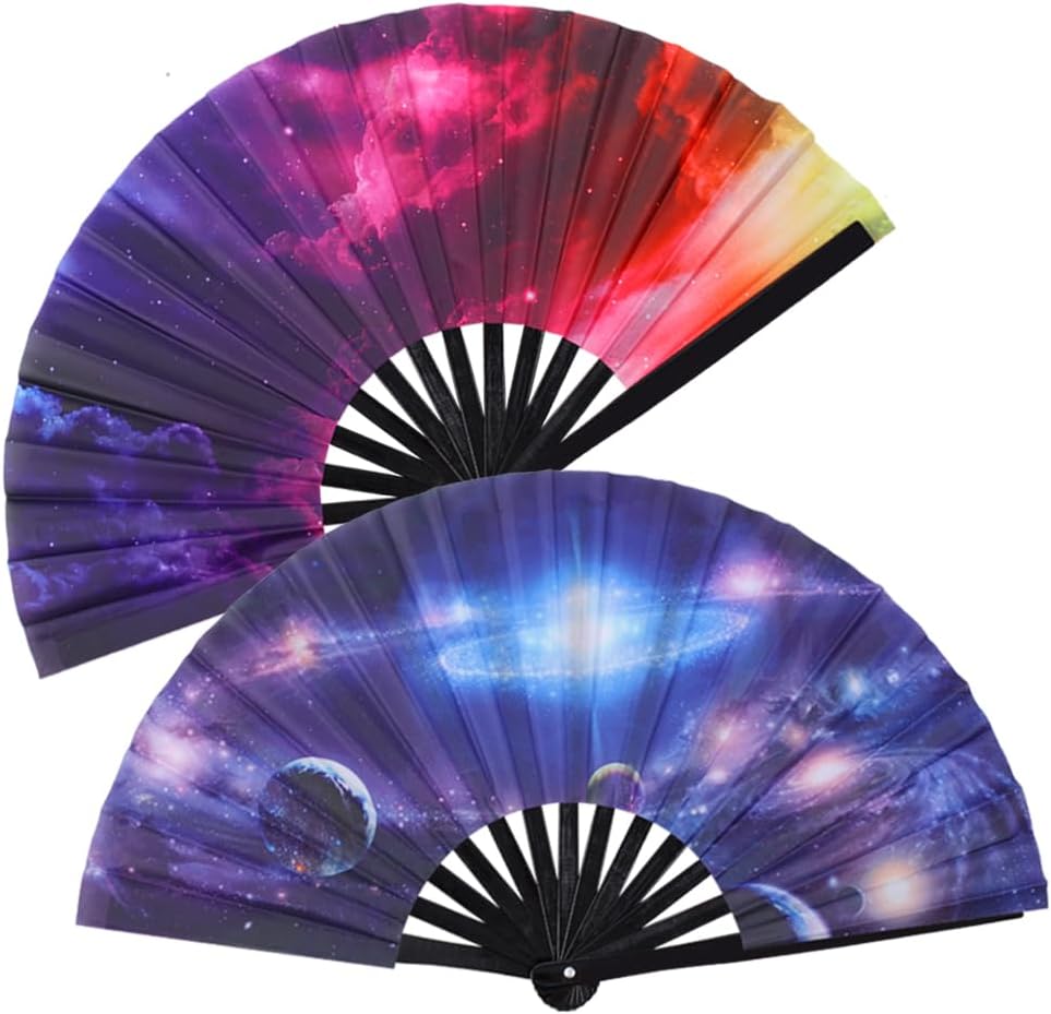 Amazon.com: Plzoslly 2 PCS Large Folding Fan Bamboo Folding Hand Fan ...