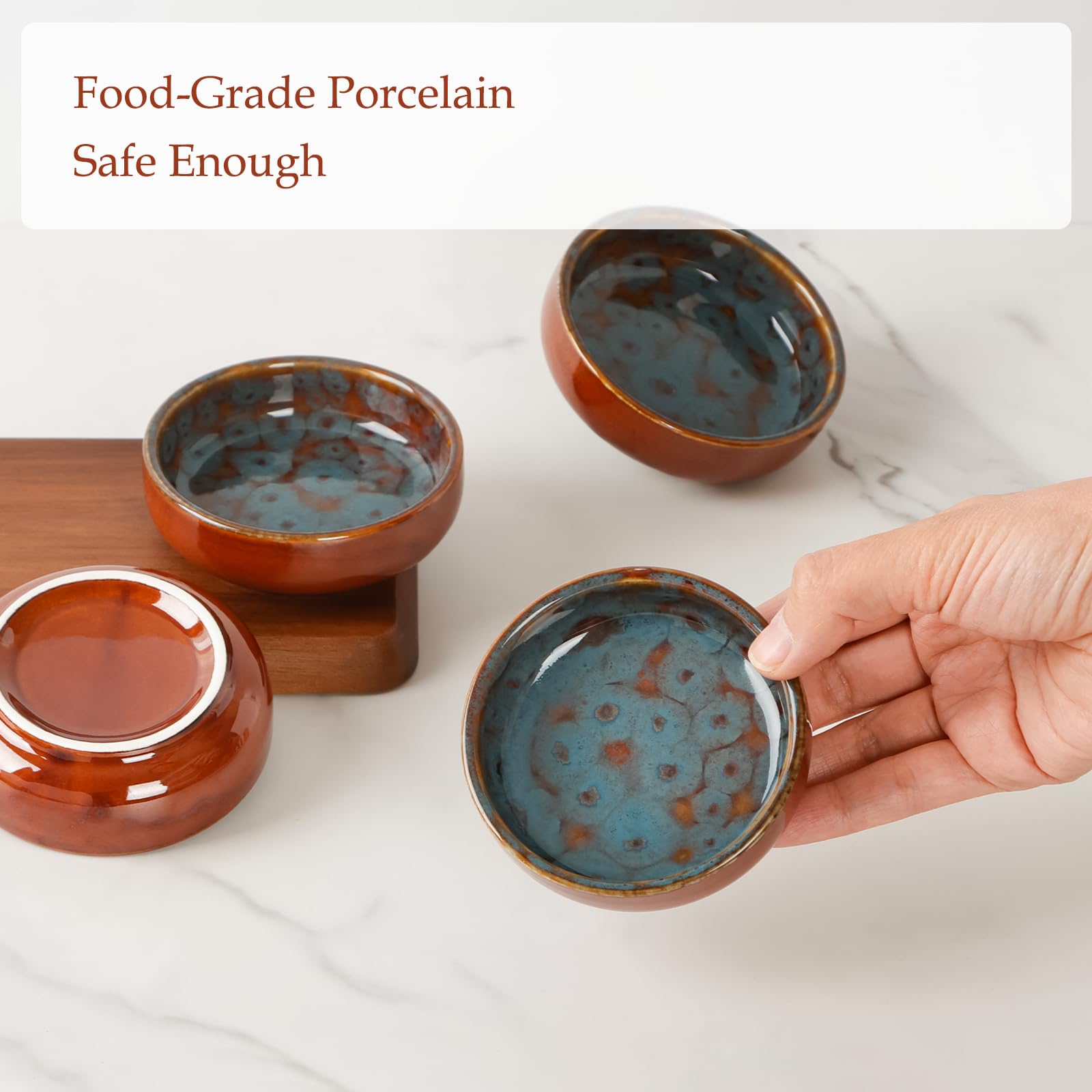 Snapklik.com : NUTRIUPS 4 Pack Soy Sauce Dish 2oz Ceramic Dipping Bowls ...