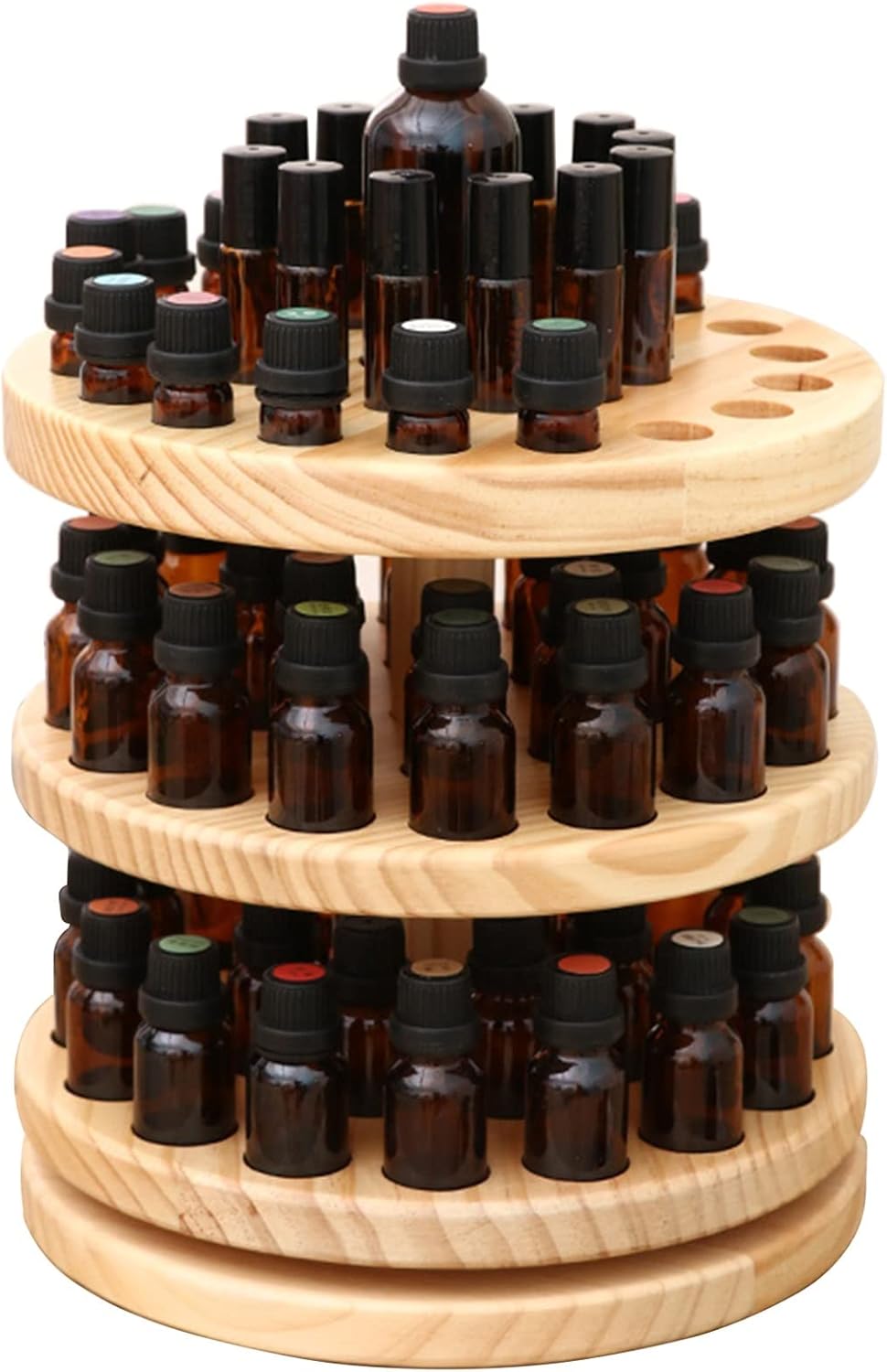 Amazon.com: 3 Layers Wooden Rotating Essential Oil Rack 80 Slots ...