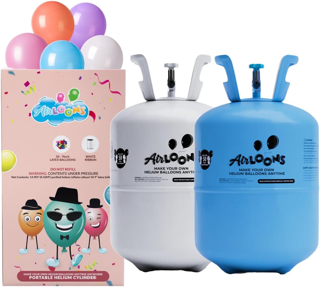 Amazon.com: Airloons Helium Balloon Kit with 2 Pack 14.9 Cu Ft Tank ...