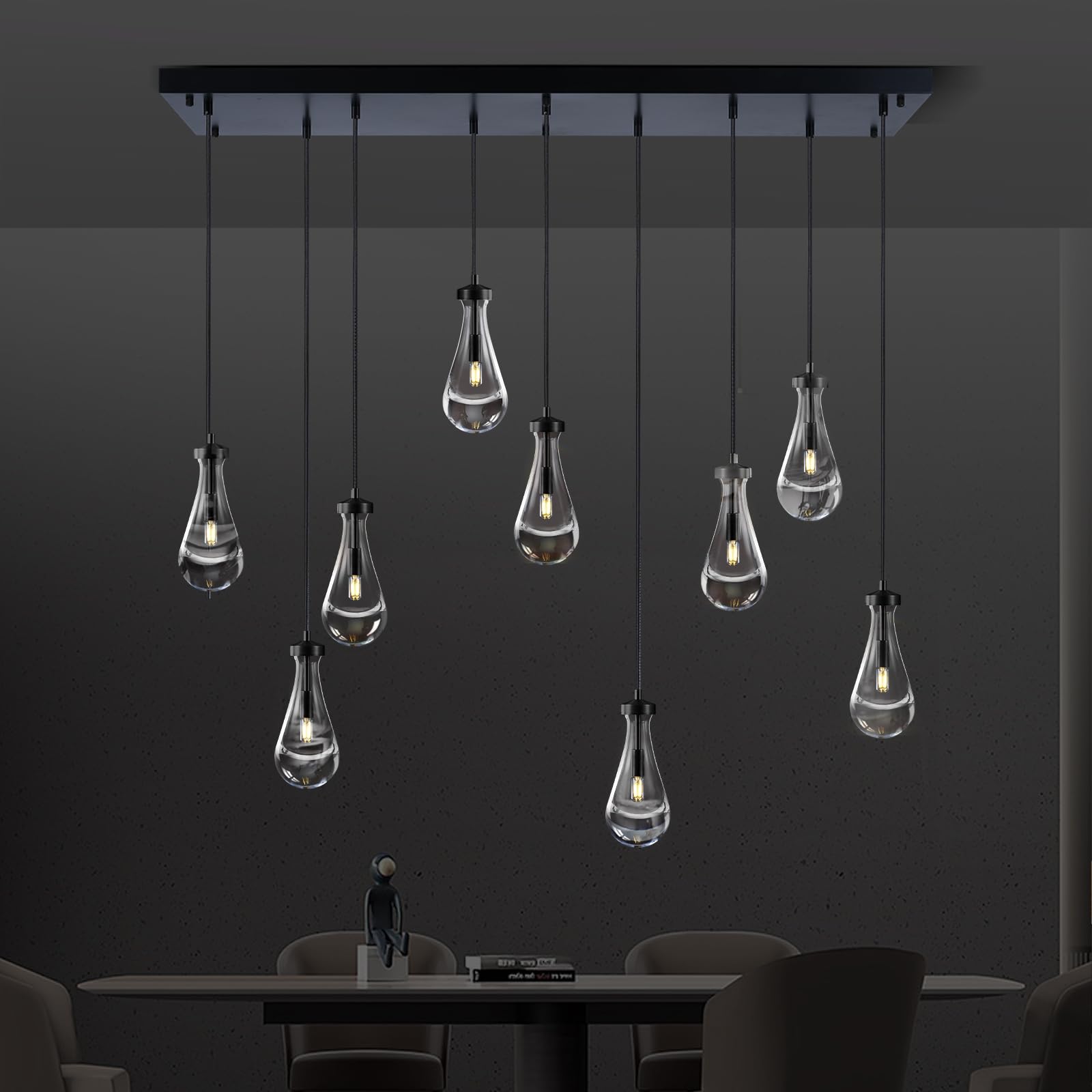 Joyunleo Raindrop 9-Light Chandeliers for Dining Room, Black Dining ...