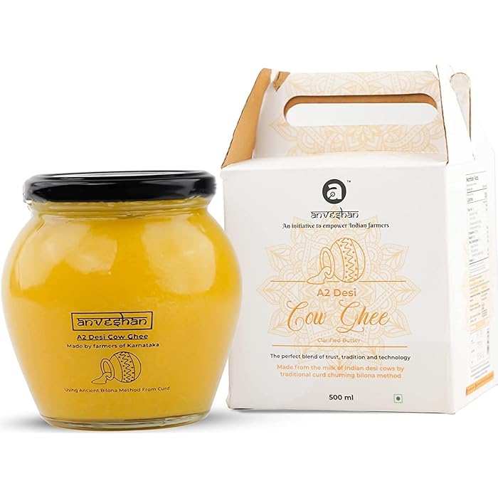 Buy Anveshan A2 Desi Cow Ghee 500mL | Glass Jar | Bilona Method | Curd ...