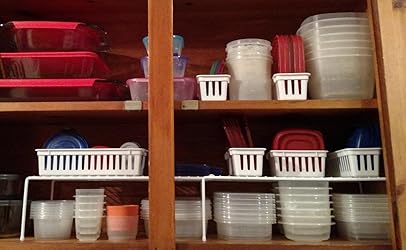 Amazon.com: Mainstays Slim Plastic Storage Trays Baskets in White- Set ...