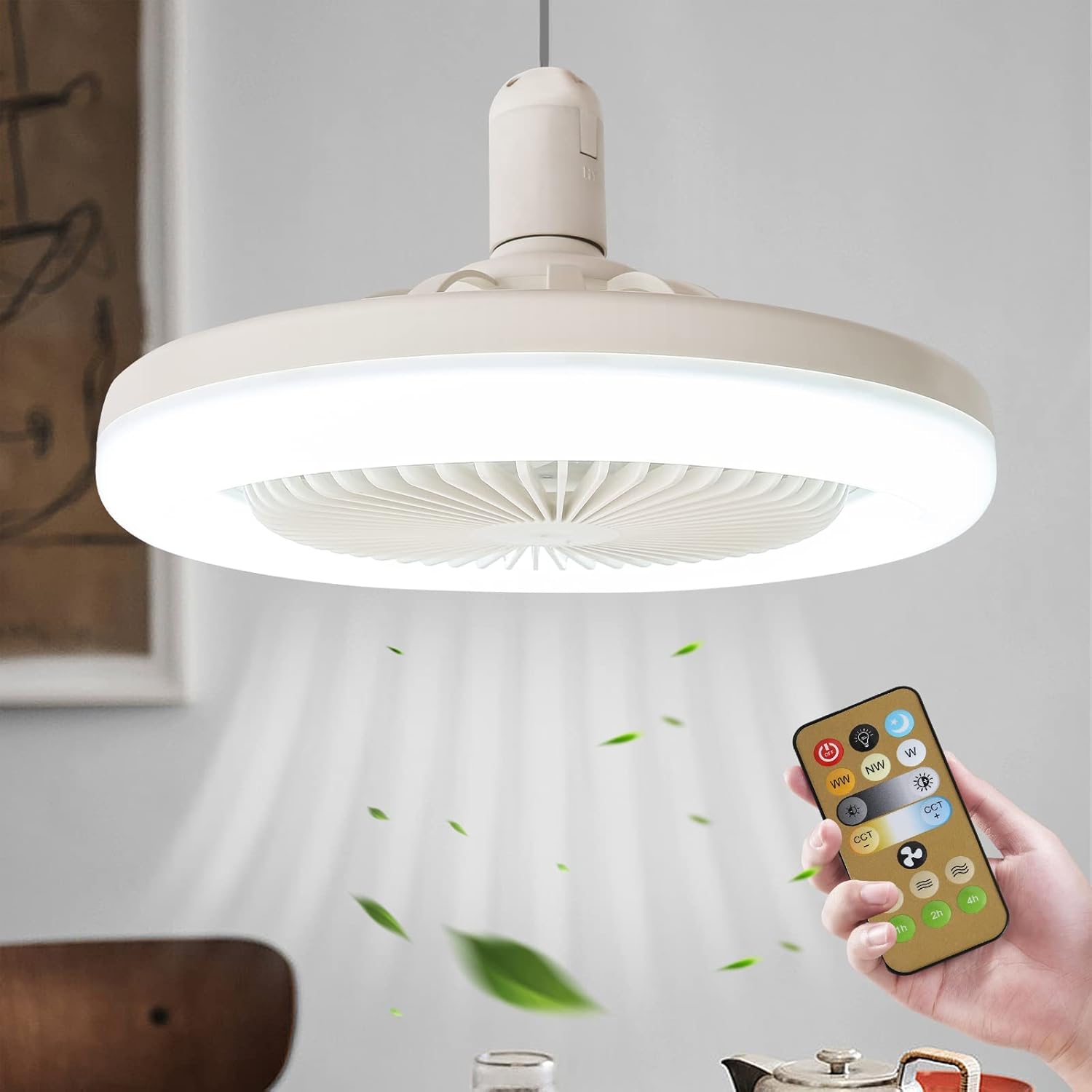 Amazon.com: NOVFLAM Small Modern White Ceiling Fan with LED Light, Mini ...