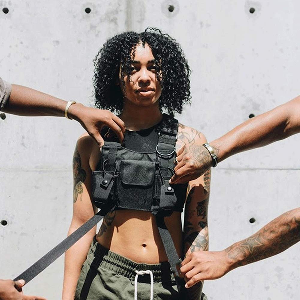 Yalatan Tactical Chest Rig Bag for Men Women, Multi-pocket Vest Hip Hop ...