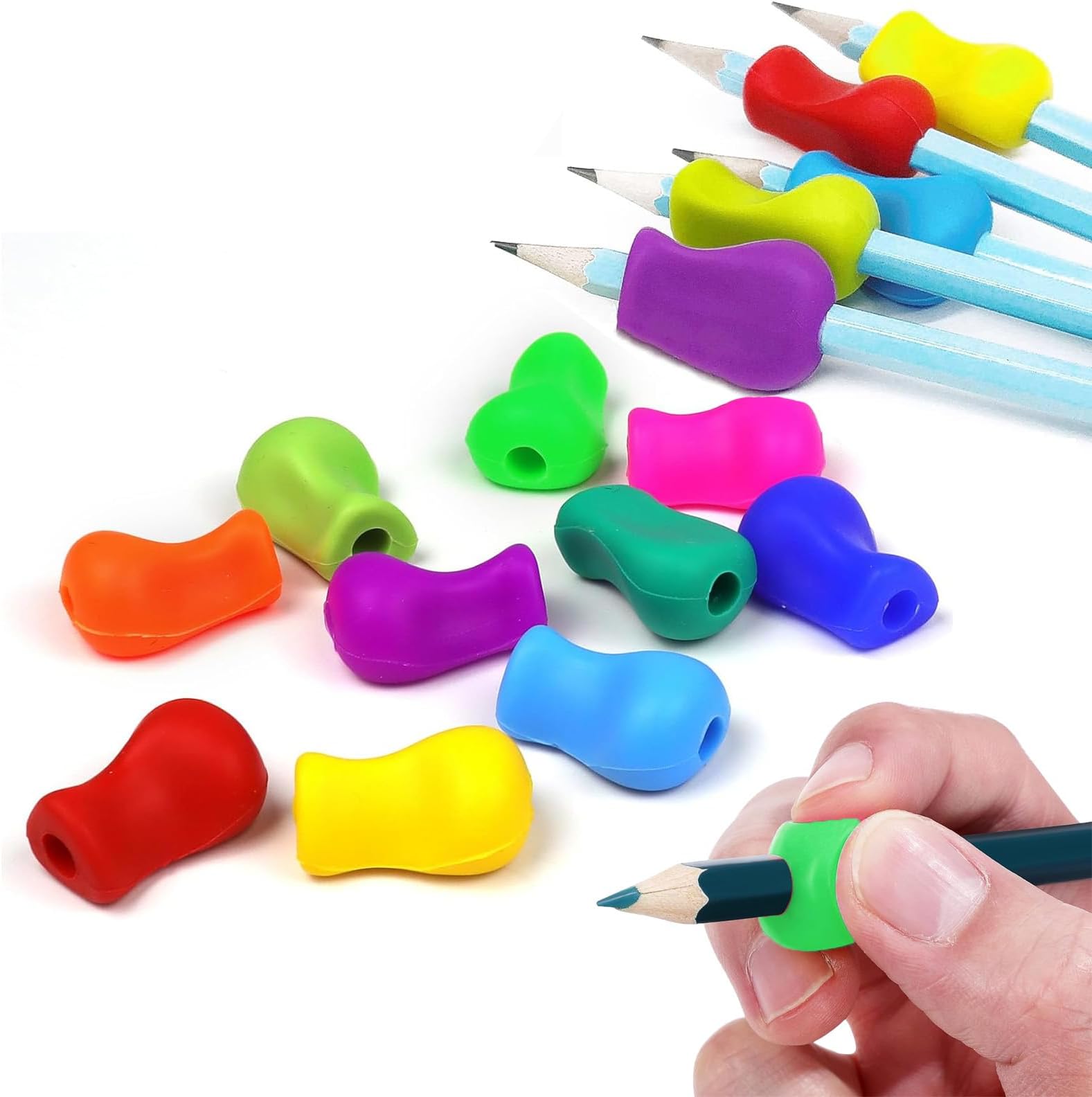 beidaiby 10 Pcs Pencil Grips for Children Handwriting,Colorful Pencil ...