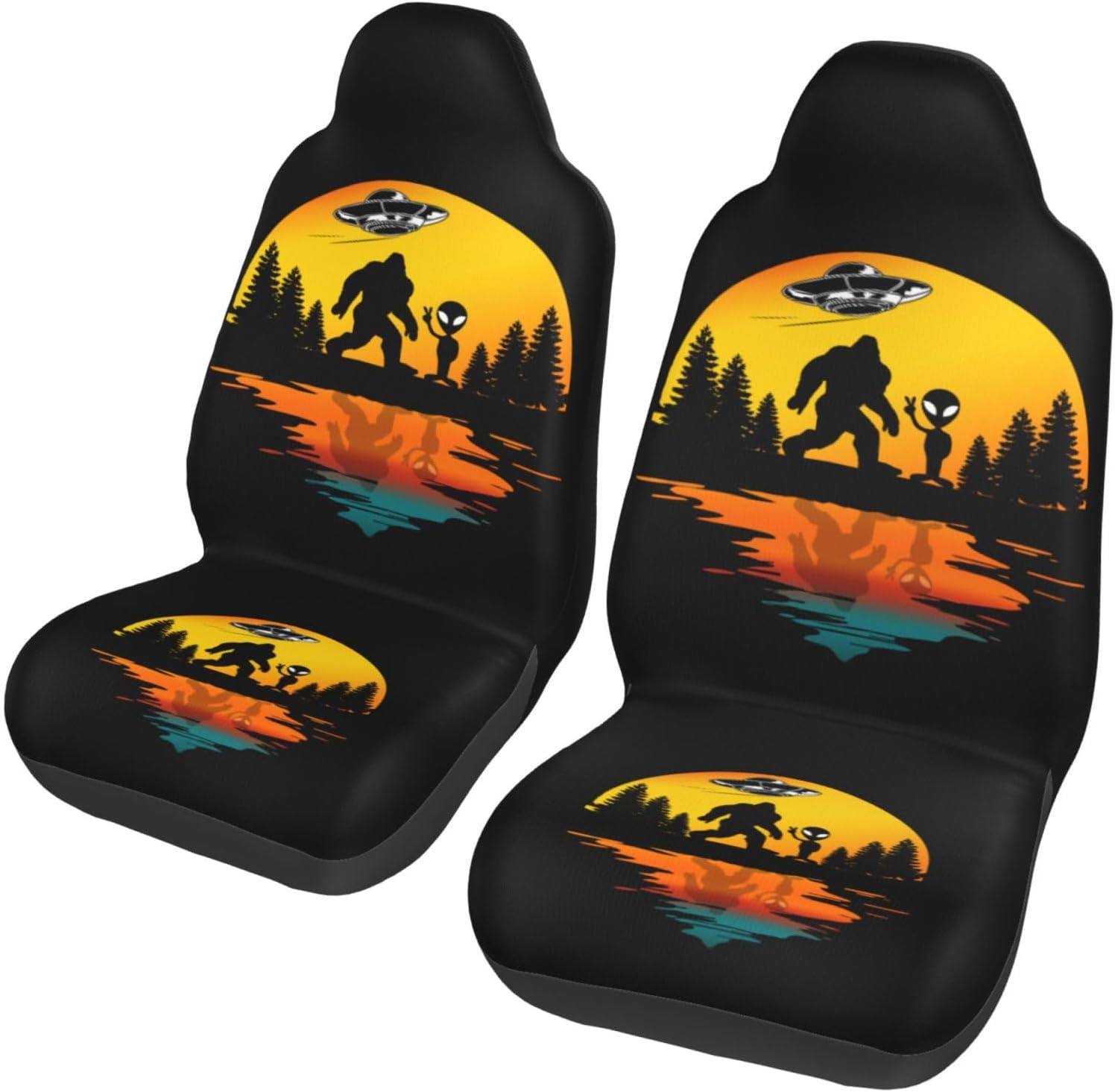 Amazon.com: UFO Alien and Bigfoot Moon Car Seat Covers Front Seats ...
