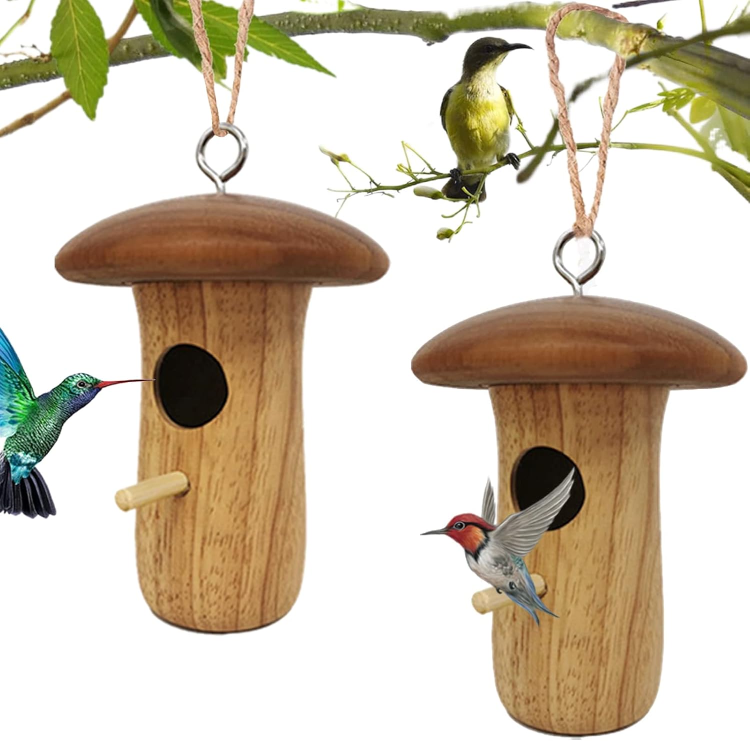 Amazon.com: 2023 Mushroom Hummingbird Houses for Outside, Natural ...