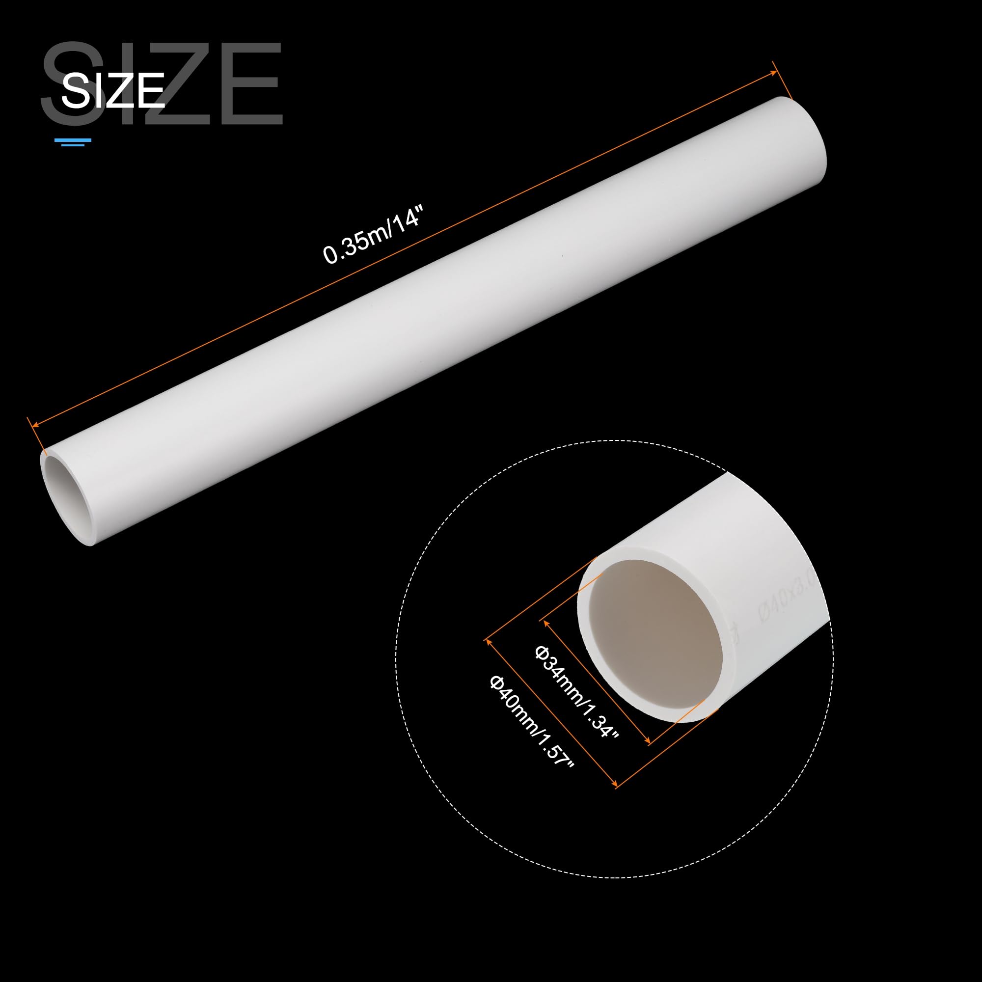 Snapklik.com : PVC Rigid Tube Round Pipe Hardware Tubing 34mm ID 40mm ...