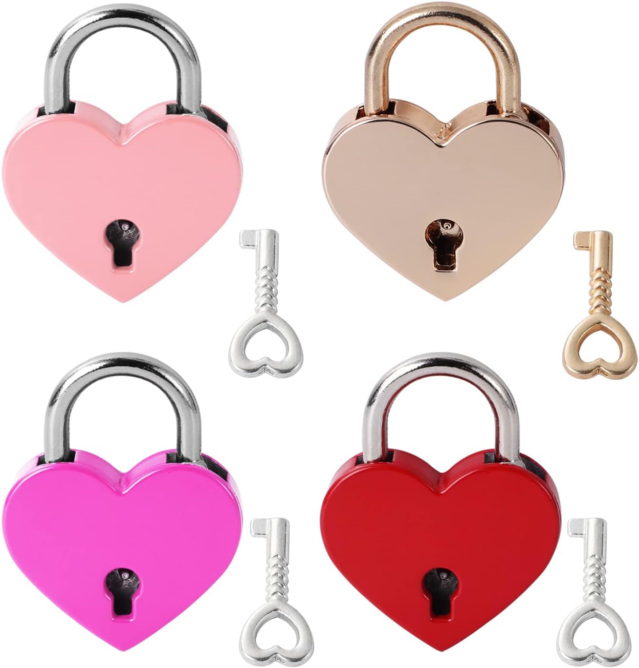 Amazon.com: Warmtree Small Metal Heart Shaped Padlock Mini Lock with ...