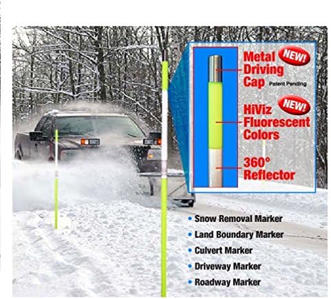 Amazon.com : Driveway Snow Poles Reflective Markers 48" with Metal Caps ...