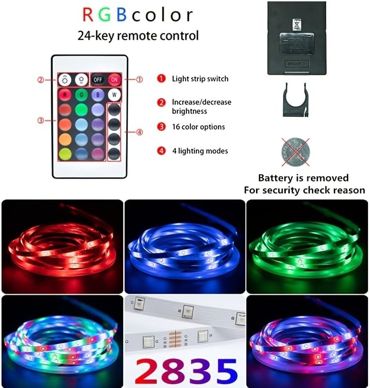 ENVEED 3pc LED Strip Lights, 32.8ft10m, RGB 2835 DC5V, IR Controller ...