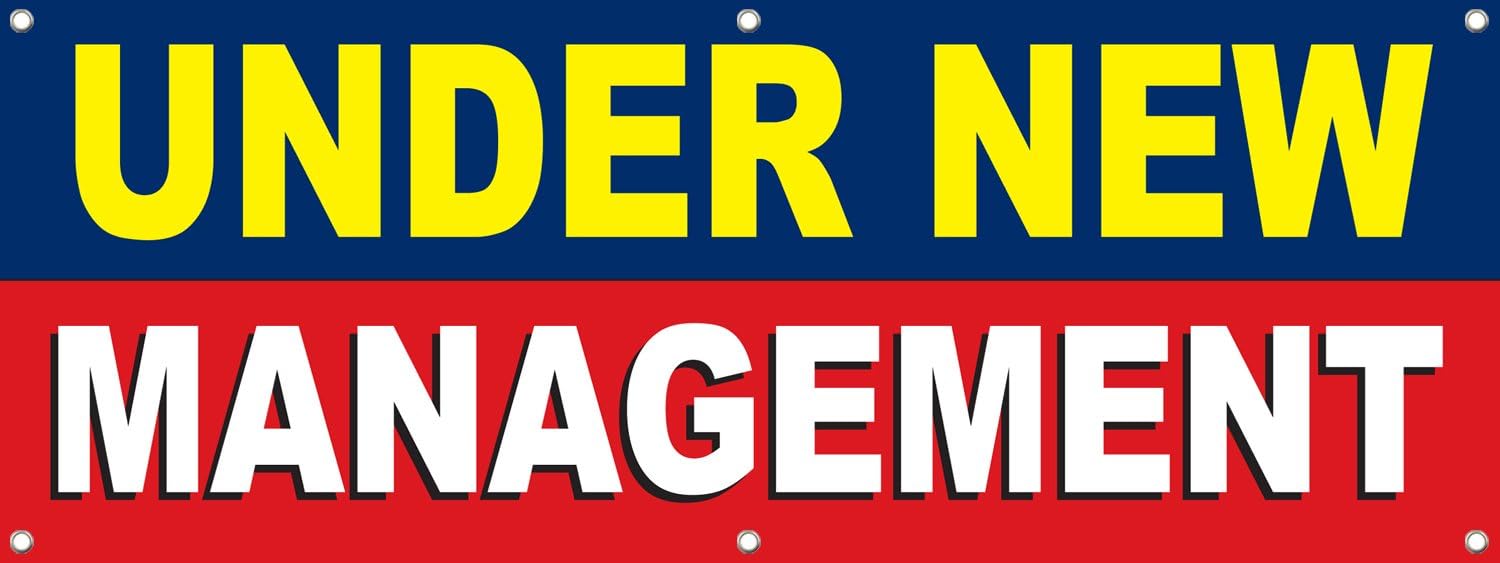 Amazon.com : UNDER NEW MANAGEMENT Banner Signs Indoor Outdoor 10oz ...