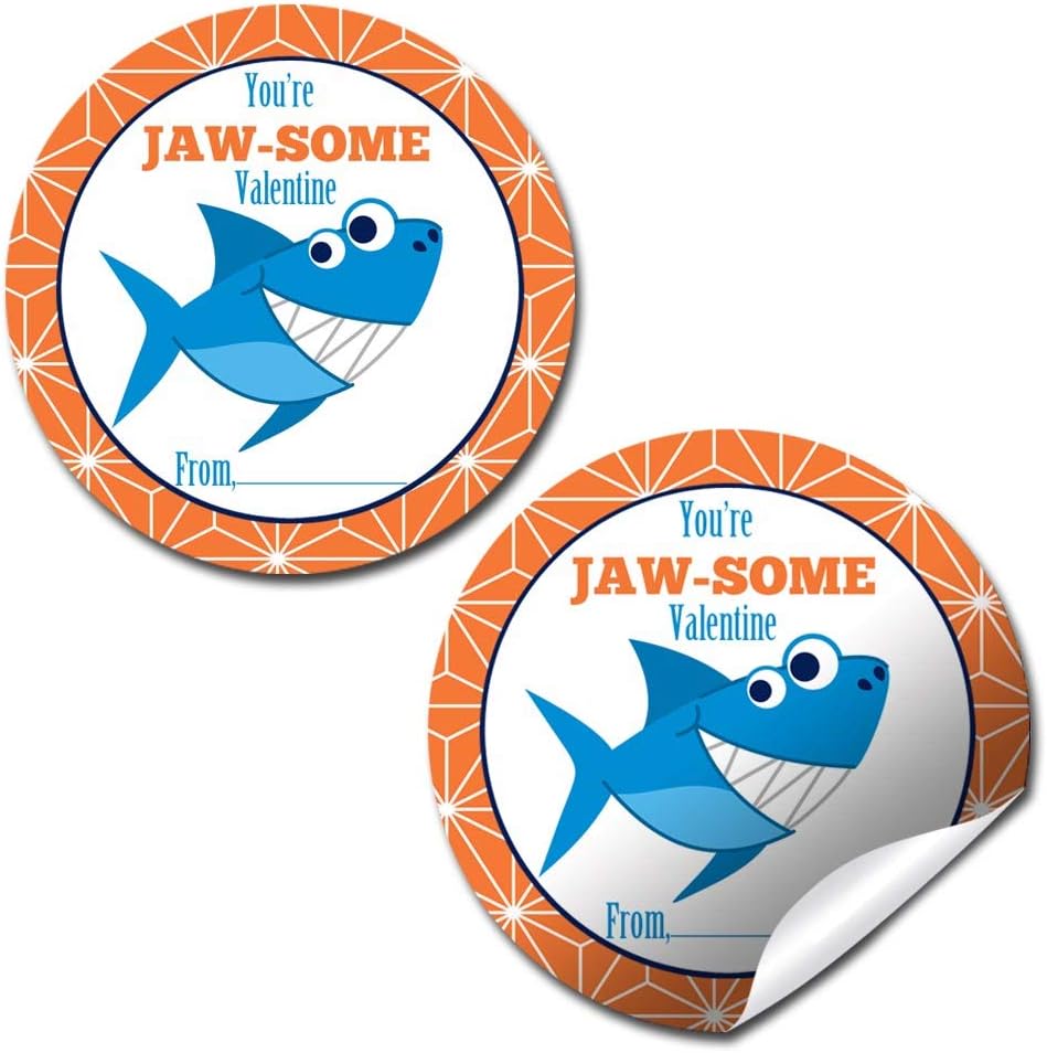 Amazon.com: You’re Jawsome Smiling Shark Valentine Party Favor Sticker ...