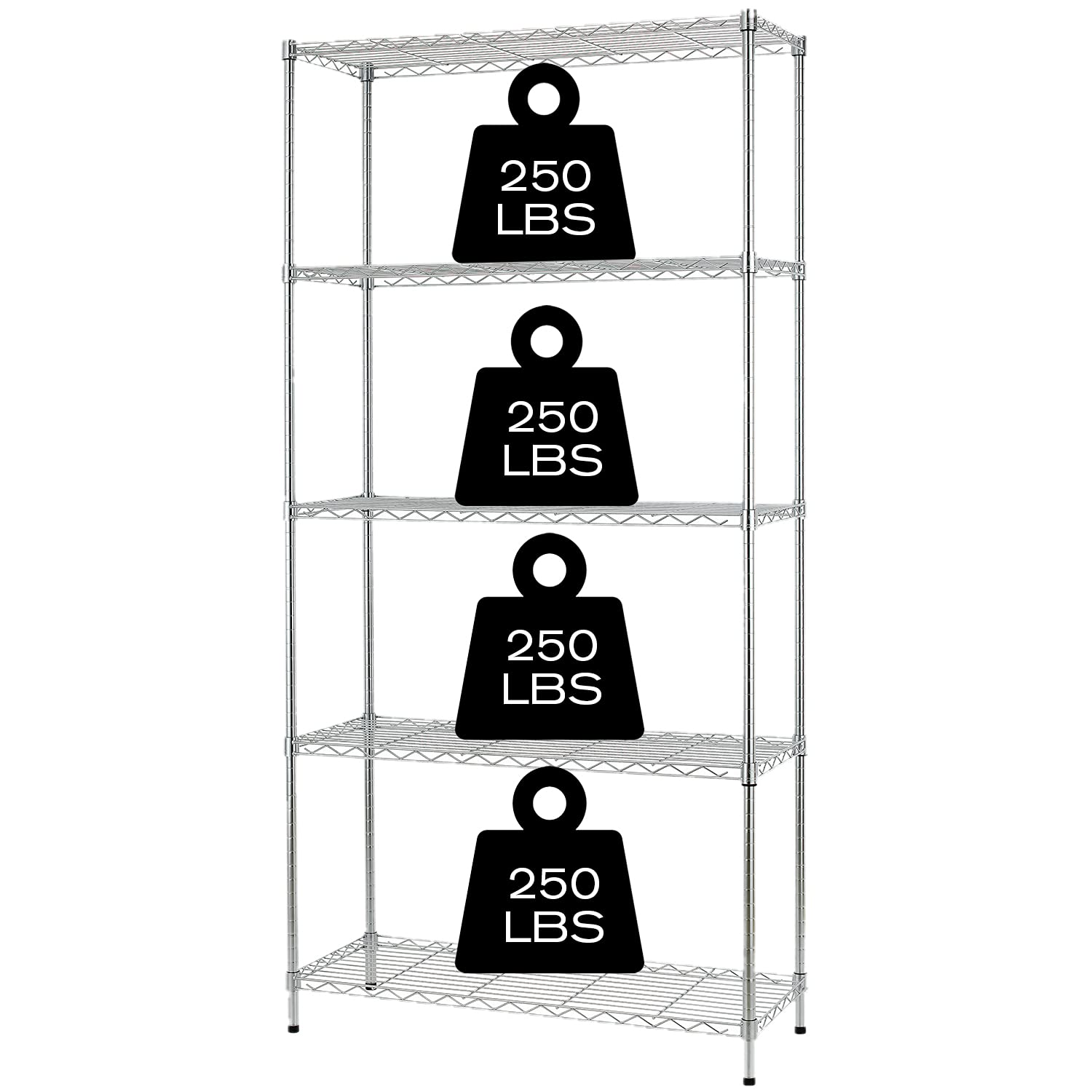 HCY 5-Tier Storage Shelf Heavy Duty Storage Shelving Unit NSF Height ...