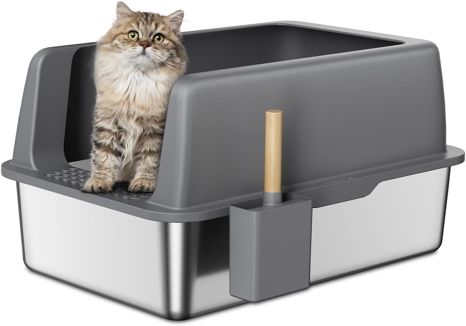 Amazon.com : AIPERRO Stainless Steel Litter Box | XL Enclosed Cat ...
