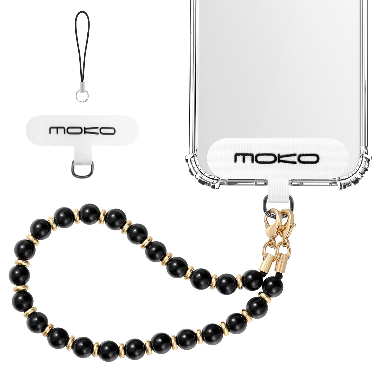 Amazon.com: MoKo Pearl Beaded Phone Wrist Strap, Universal Phone Charm ...