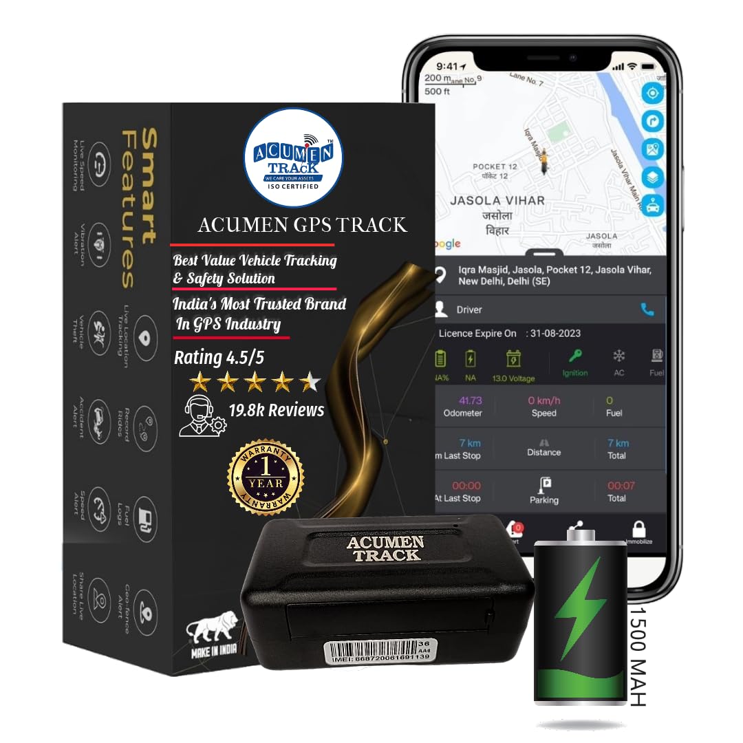 Acumen Track Wireless Portable GPS Tracker with Voice Monitoring Inbuilt Battery (1500 Mah) GPS ...