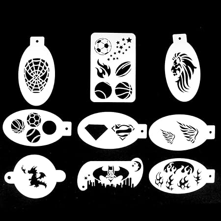Amazon.com: 9Sheet Face Paint Stencils Face Body Painting Stencils Face ...