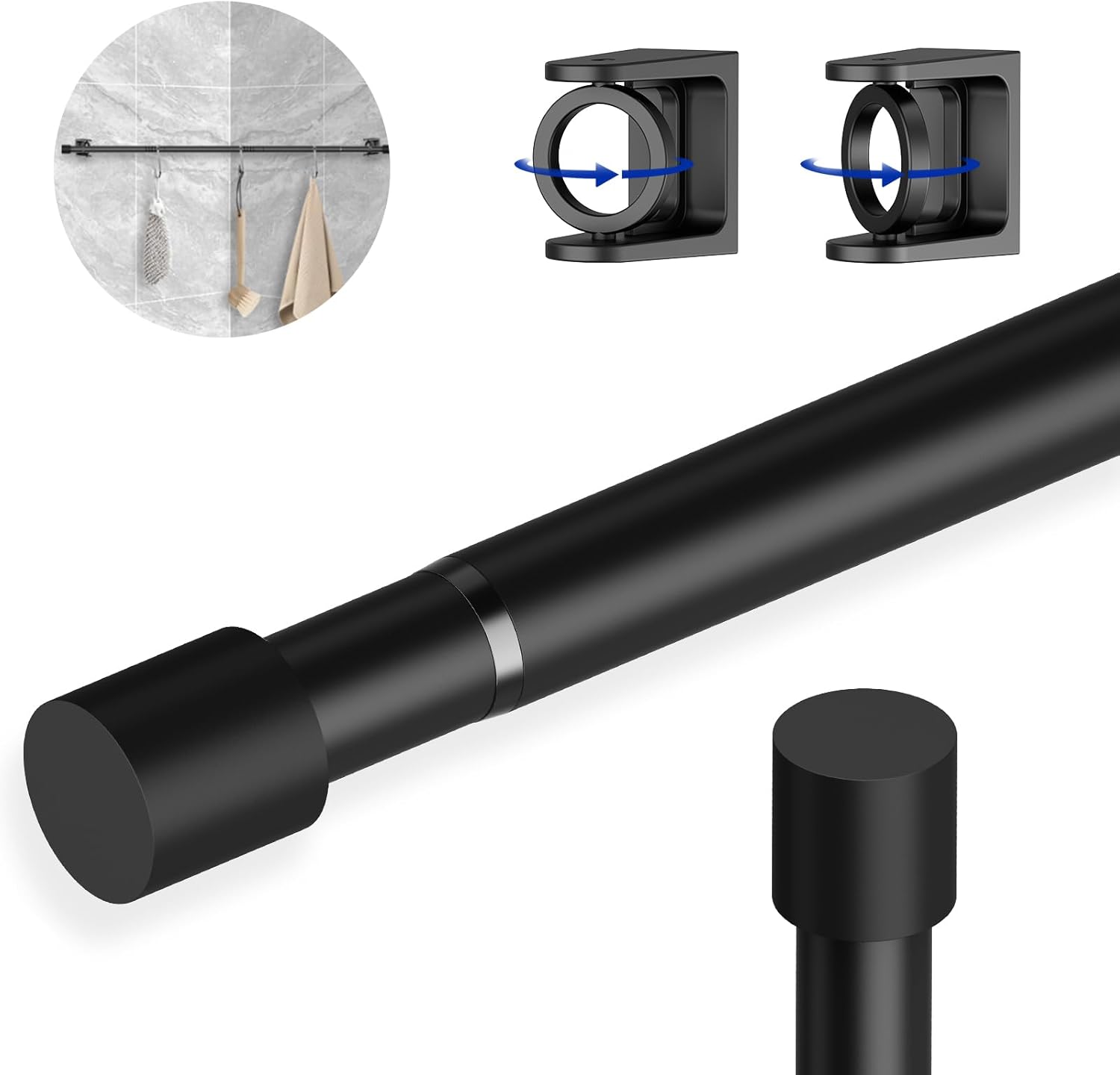 Amazon.com: Black Spring Tension Rod, Max 18 to 36 Inch Adjustable ...