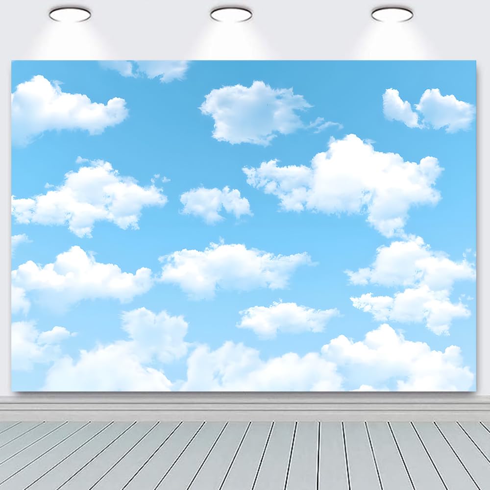 Amazon.com : Yongqian 7x5ft Blue Sky White Cloud Photography Backdrop ...