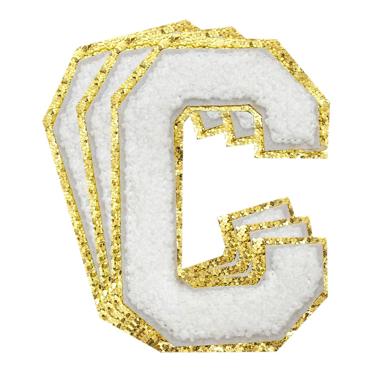 Amazon.com: 3Pcs Chenille Letter Patches Gold Glitter Iron on Patches ...