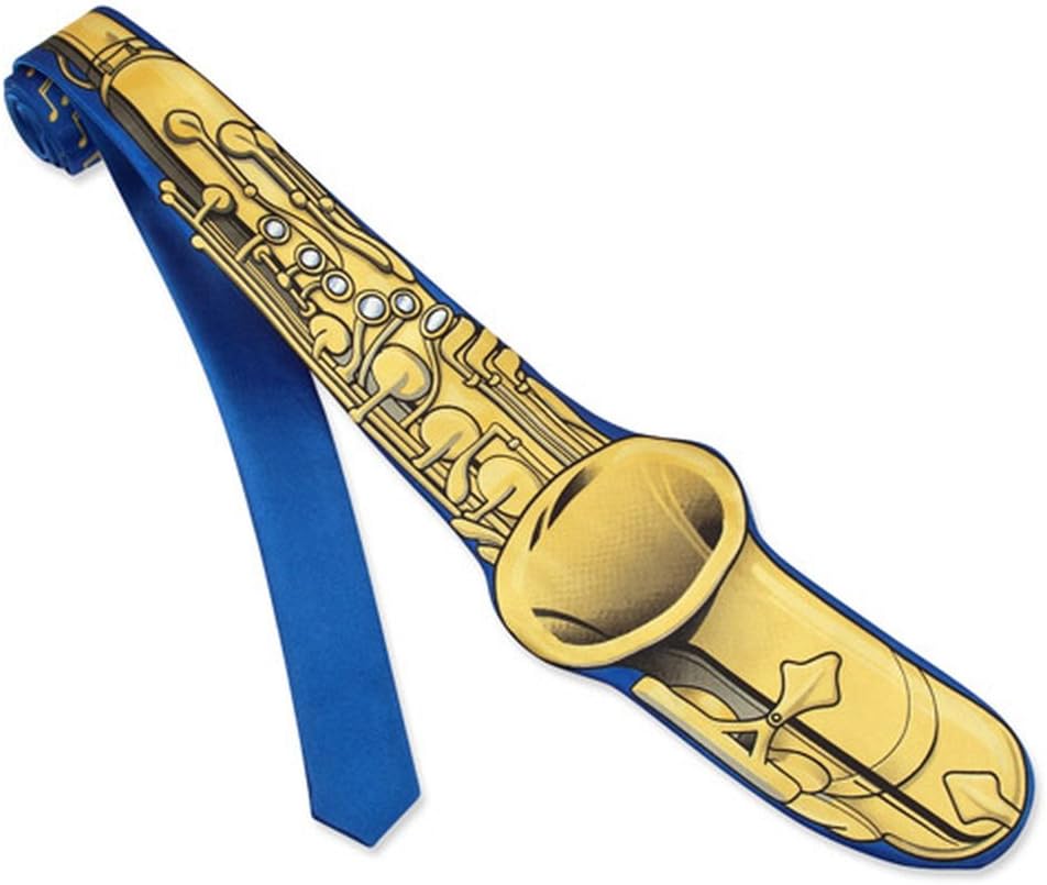 Saxophone Shaped Royal Blue Polyester Tie at Amazon Men’s Clothing store
