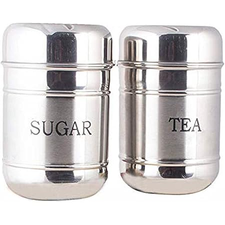 Kuber Industries 2 Pieces Stainless Steel Tea, Sugar Container Set, 500 ...
