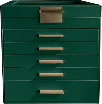 SONGMICS JBC171C01 6 Tier Jewellery Box with Glass Lid 5 Drawers ...