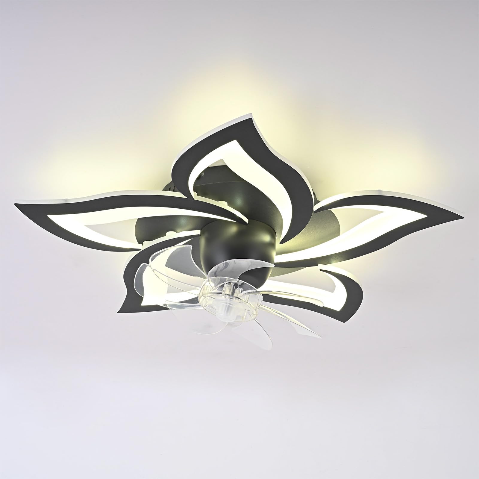 Low Profile Flush Mount Ceiling Fan with Lights 360 Degree Rotatable 7 ...