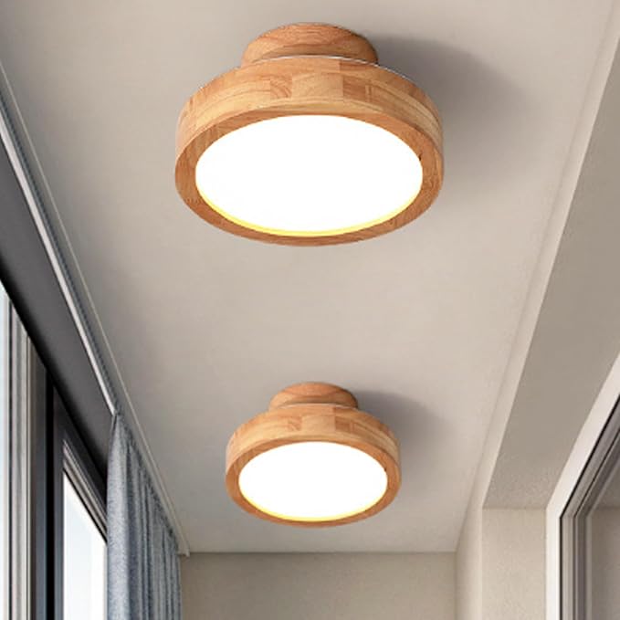 LED Ceiling Light 3 Color Temperature Ceiling Lights Modern Wood Round ...